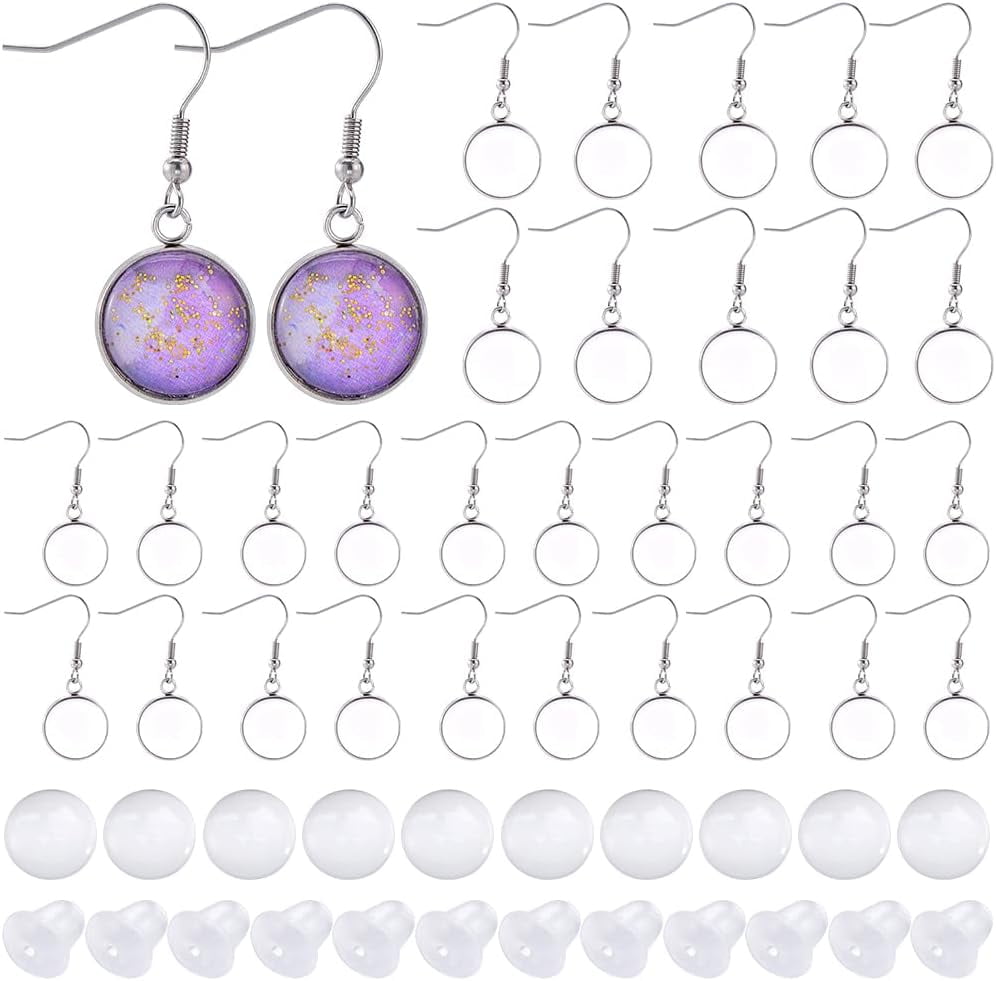 DIY Blank Dome 304 Stainless Steel Dangle Earring Making Kit Stainless ...