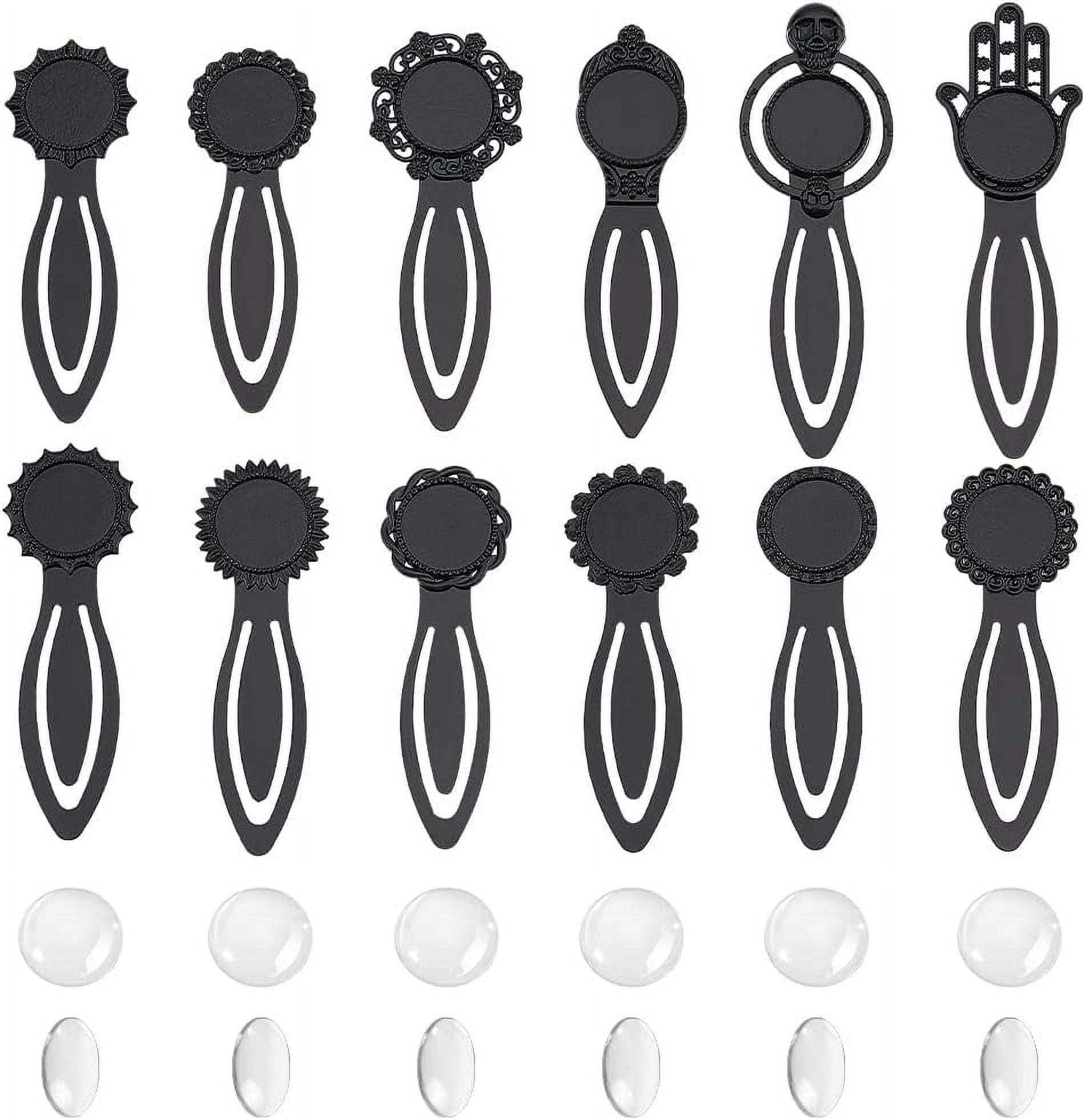 DIY Blank Dome Bookmark Making Kit Including Zinc Alloy Bookmarks Finding Glass Cabochons Palm ...