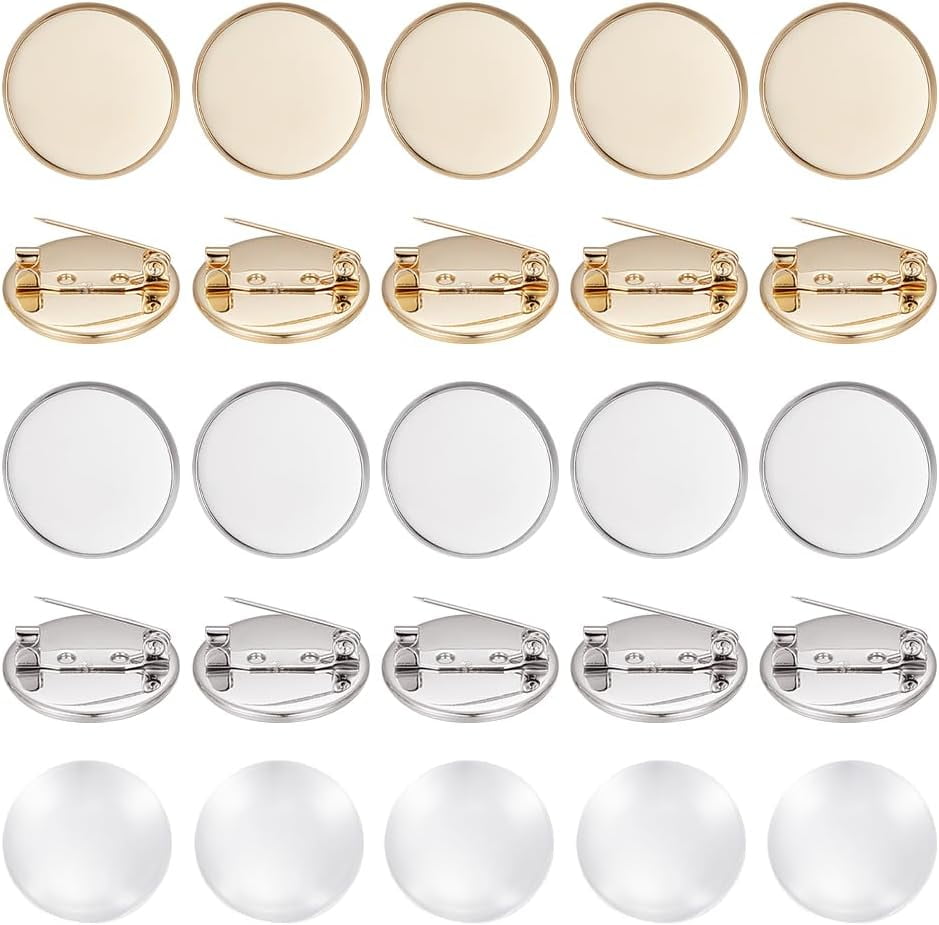 DIY Blank Dome Brooch Making Kit Including Flat Round 304 Stainless ...