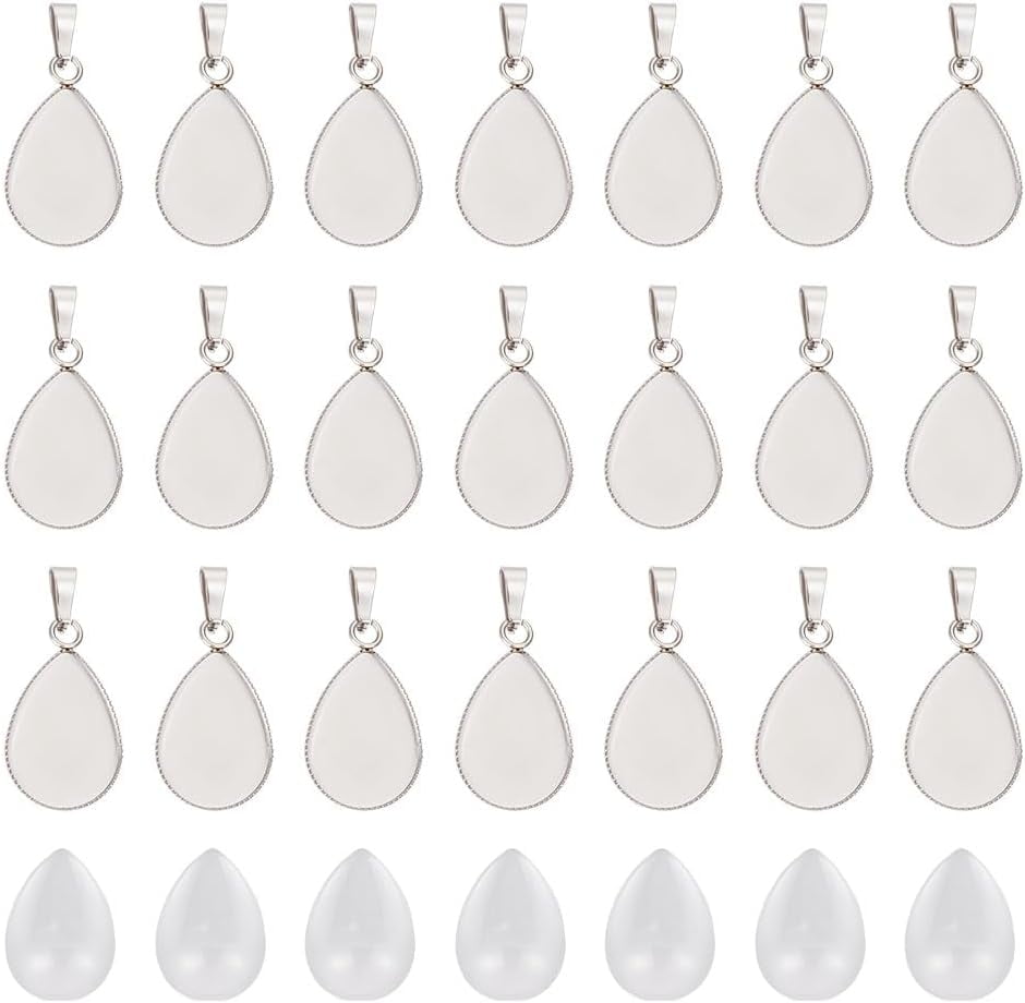 DIY Blank Teardrop Pendant Making Kit Including 304 Stainless Steel ...