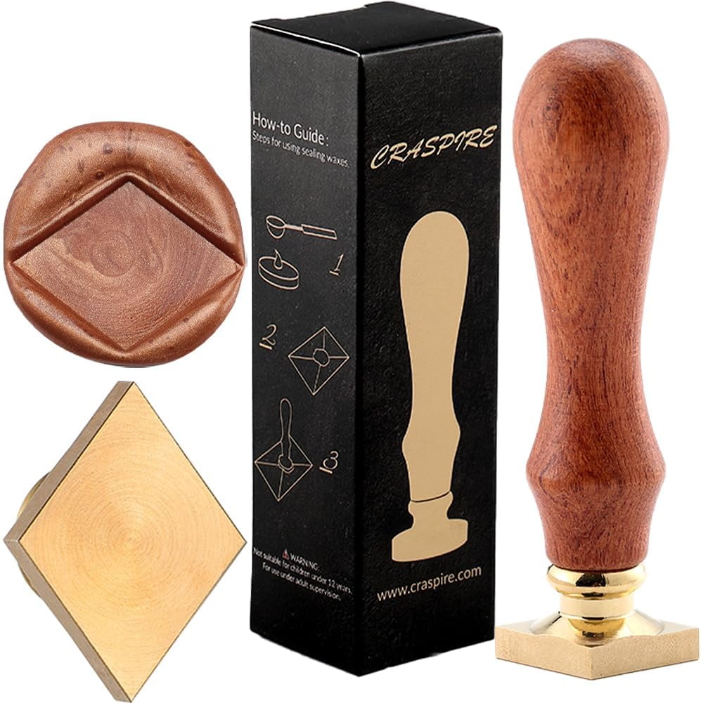 DIY Blank Wax Seal Stamp Rhombus Vintage Removable Brass Head Wood ...