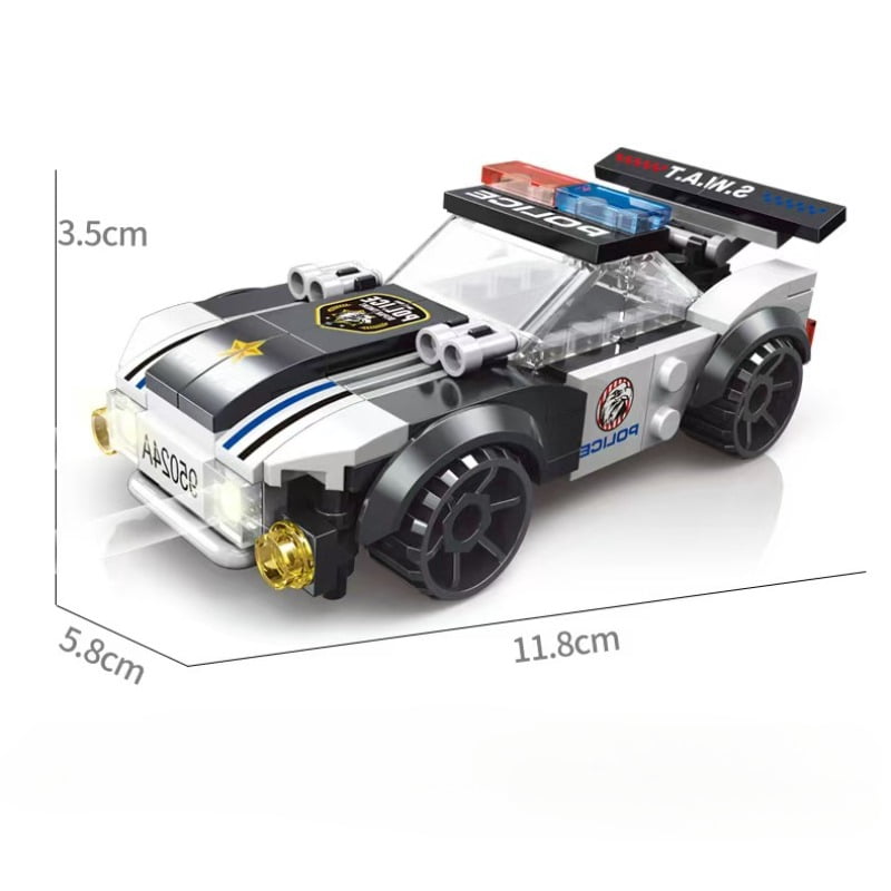 DIY Block Patrol Helicopter Police Car Assembly Toy Set Creative ...