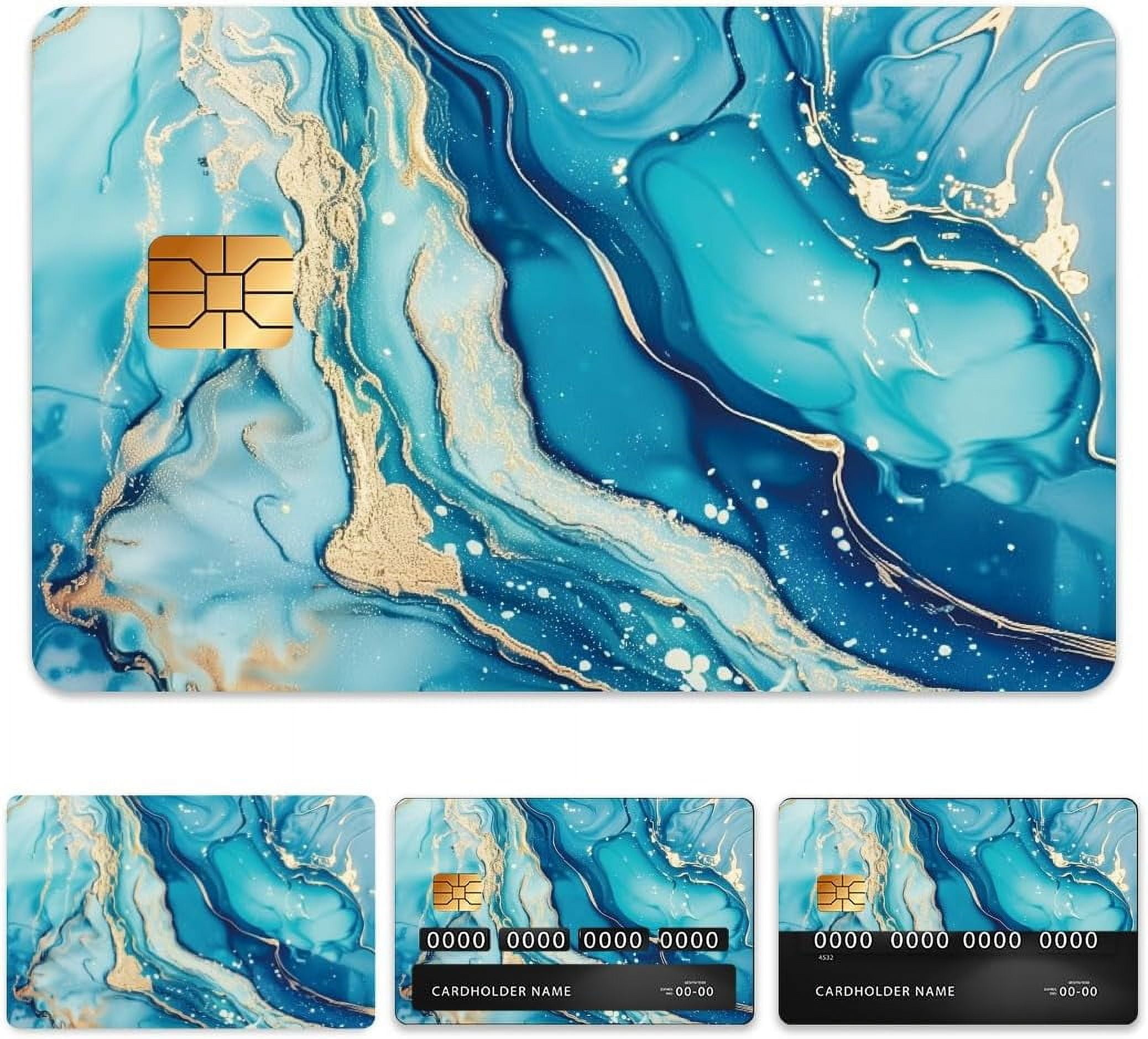 DIY Blue Marbling Patterns Credit Debit Card Skin Sticker Cover ...