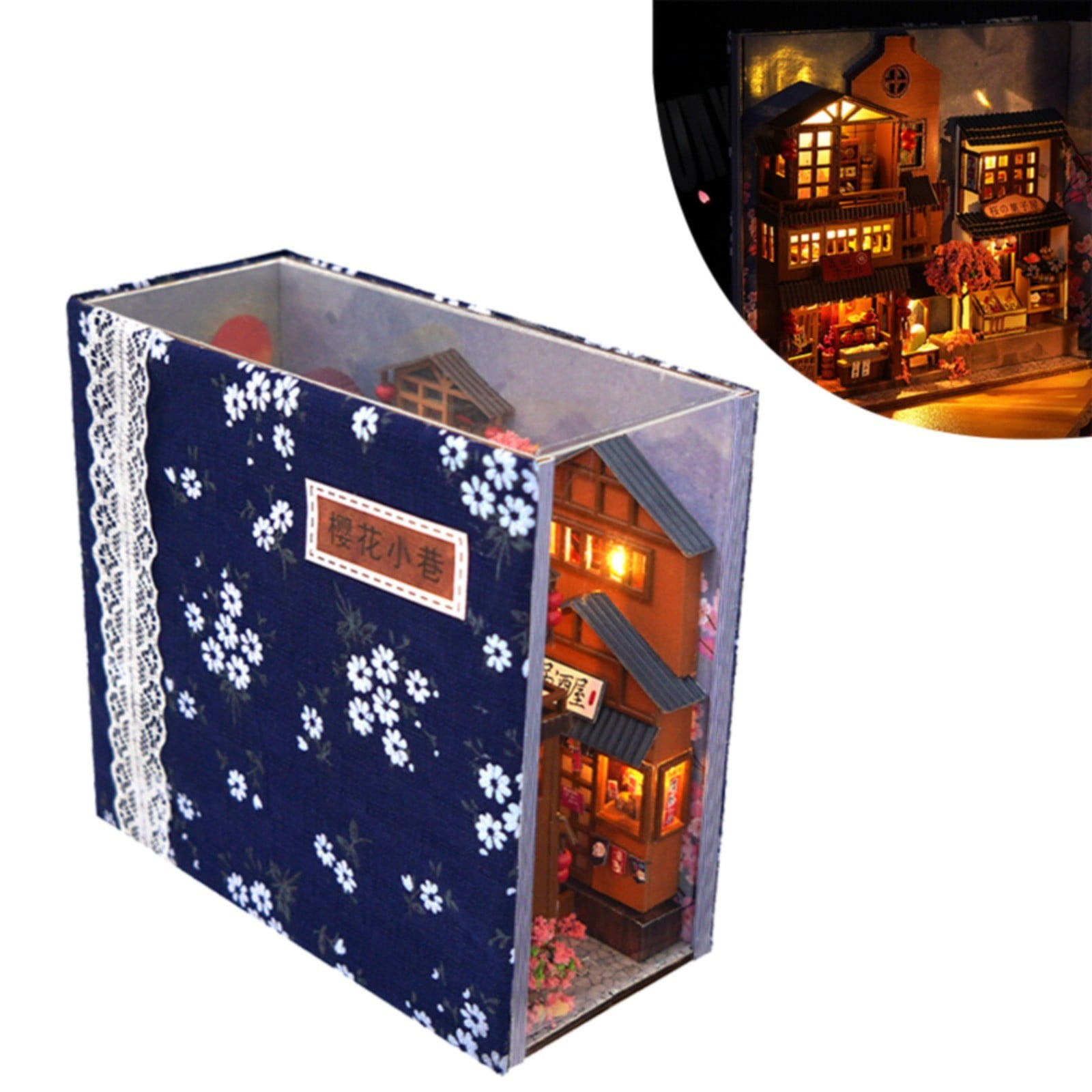 DIY Book 3D Wooden Puzzle Kit Library Model Kit Doll House Kit With LED ...