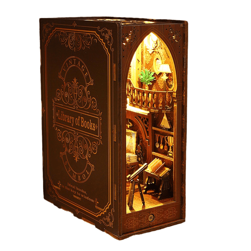 DIY Book Nook Kit, 3D Wooden Puzzle Bookend for Bookshelf Decor, with ...