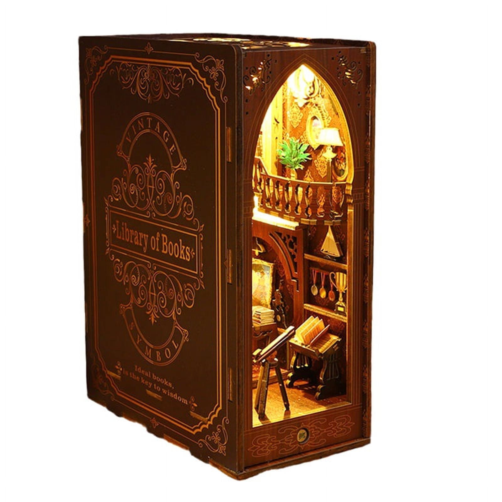 DIY Book Nook Kit, 3D Wooden Puzzle Bookend for Bookshelf Decor, with ...