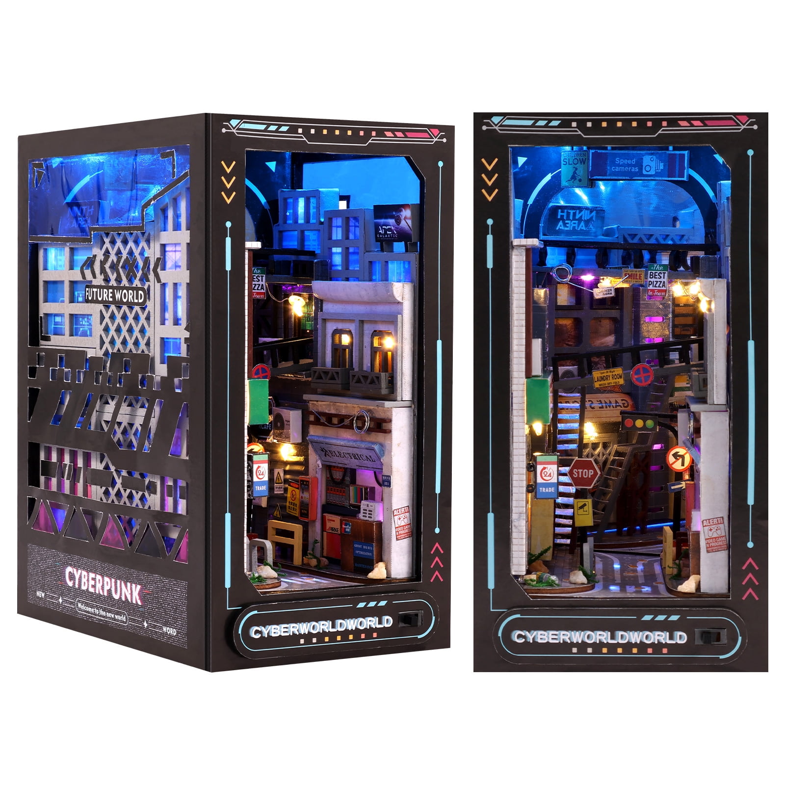 DIY Book Nook Kit 3D Wooden Puzzle Bookshelf Insert Decor with LED ...