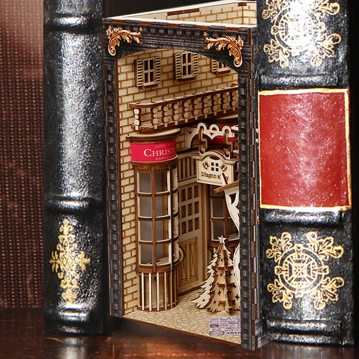 DIY Book Nook Kit 3D Wooden Puzzle Bookshelf Insert Decor with LED ...