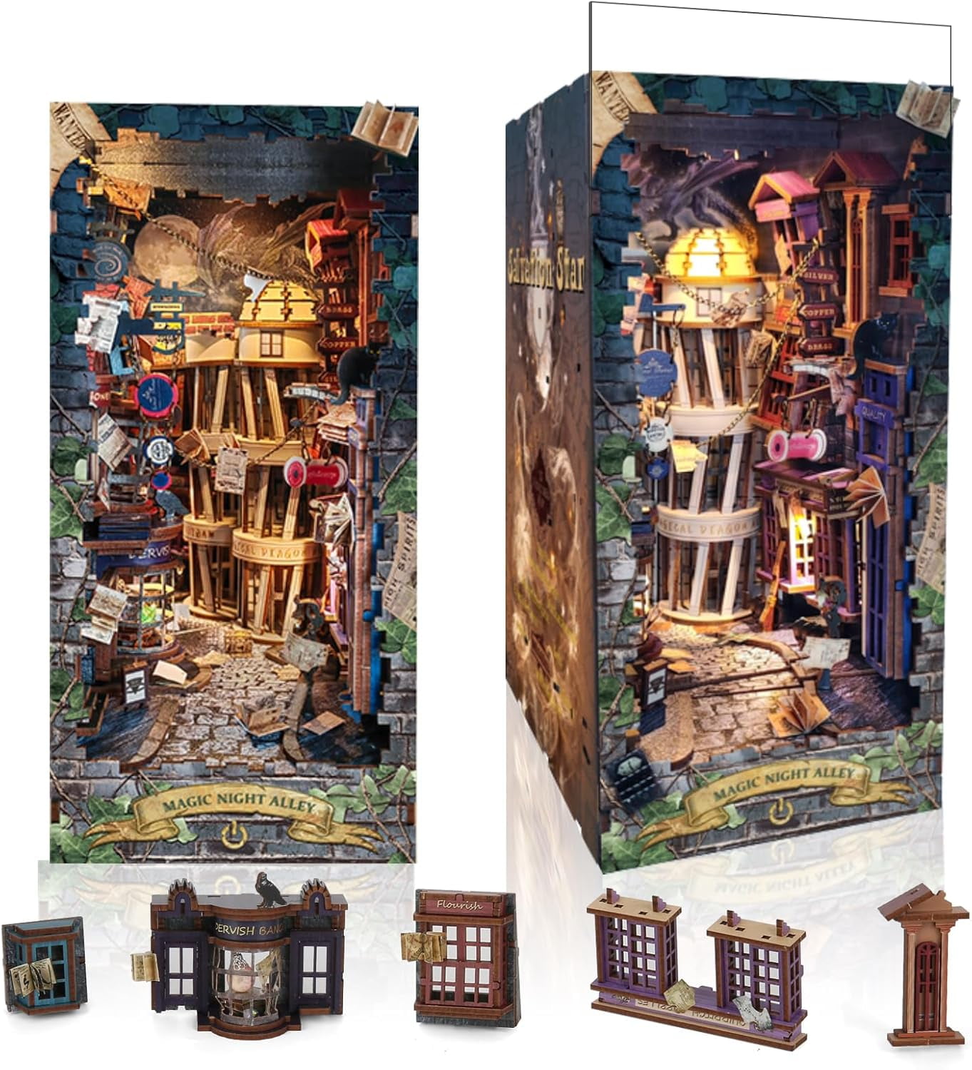 DIY Book Nook Kit,Dollhouse Booknook Bookshelf Insert Decor,3D Wooden ...