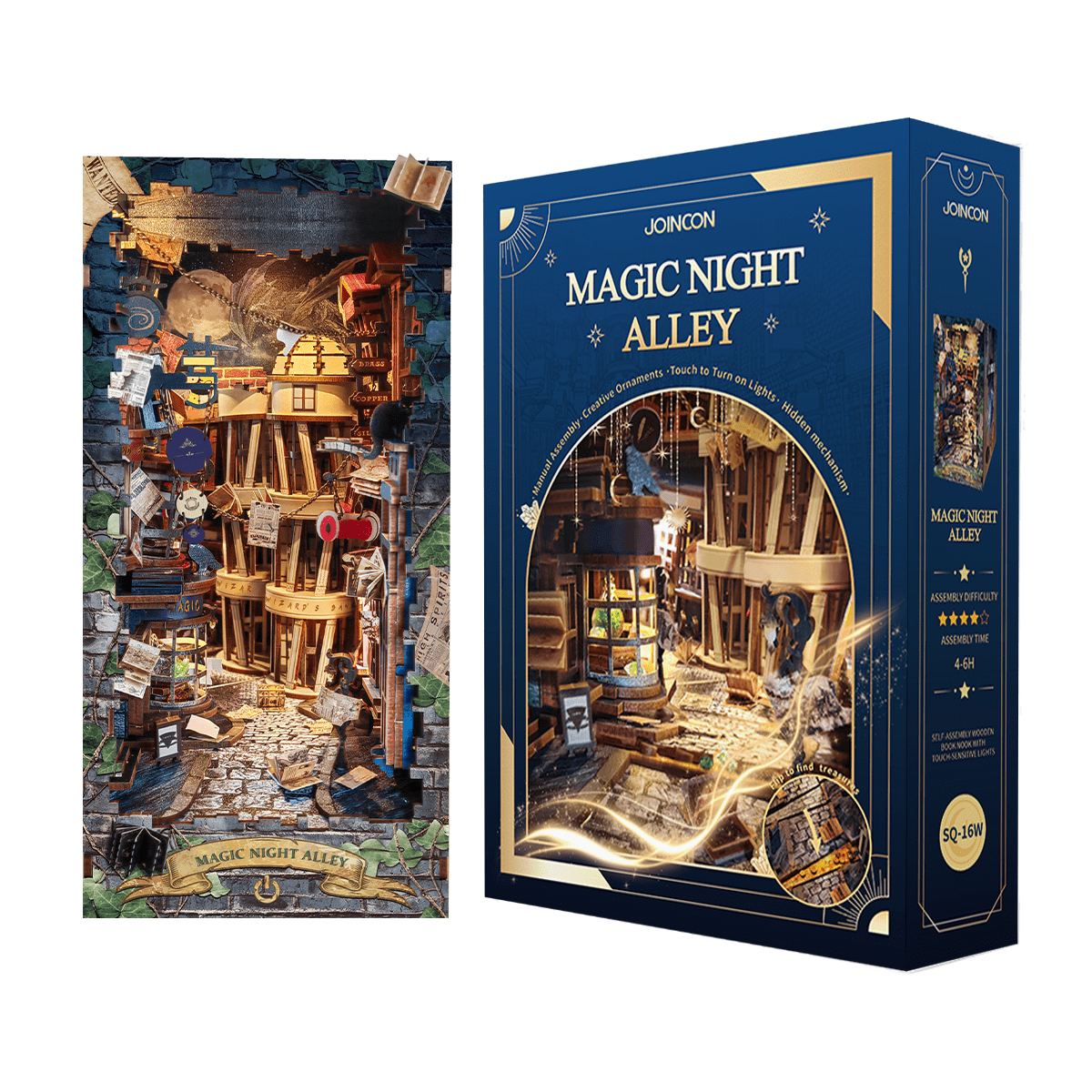 Strucwood DIY Book Nook Kit Magic Night Alley Wooden Puzzles with LED ...