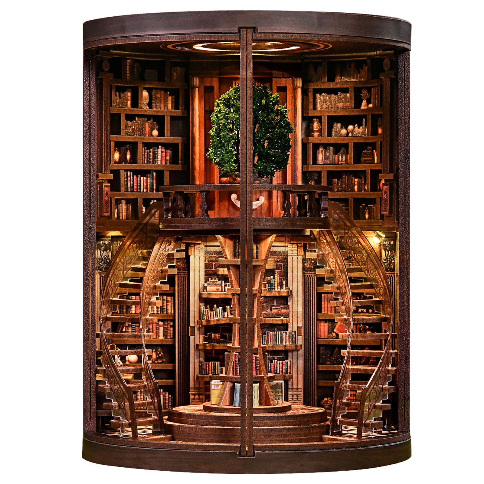 DIY Book Nook Kit with Dust Cover, 3D Wooden Puzzle Library Bookshelf ...