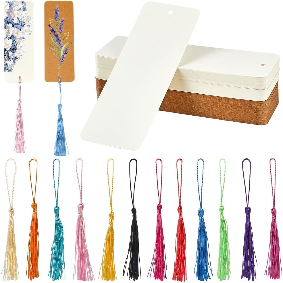 DIY Bookmarks Kits Including Paper Blank Bookmarks Polyester Tassel Big ...