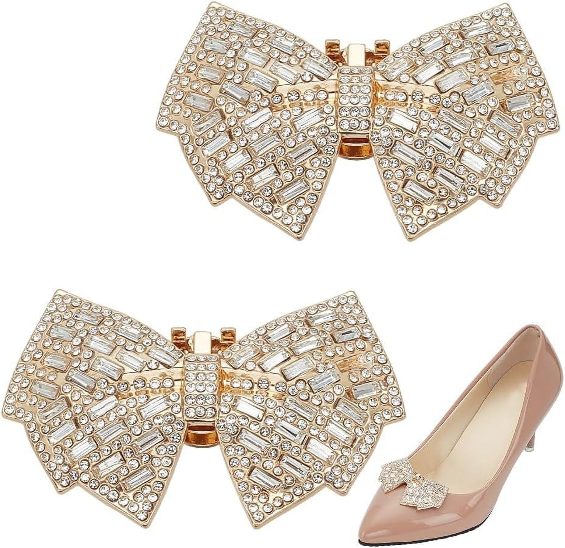 DIY Bow Shoe Clips Alloy Shoe Clips Crystal Rhinestone Shoe Buckles Bow ...