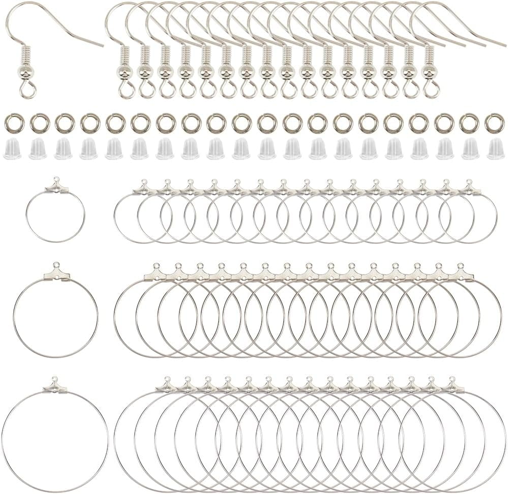 DIY Brass Ring Dangle Earring Making Kit Platinum 20~40mm Hole: 1~2mm ...
