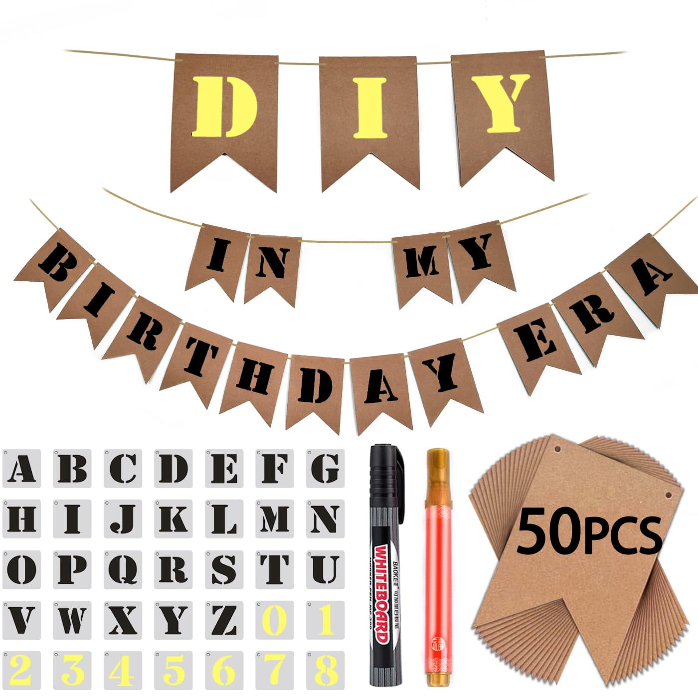 DIY Brown Banner Kit IFF17 Custom Banner 50 Flags 36 Letters&Numbers ...