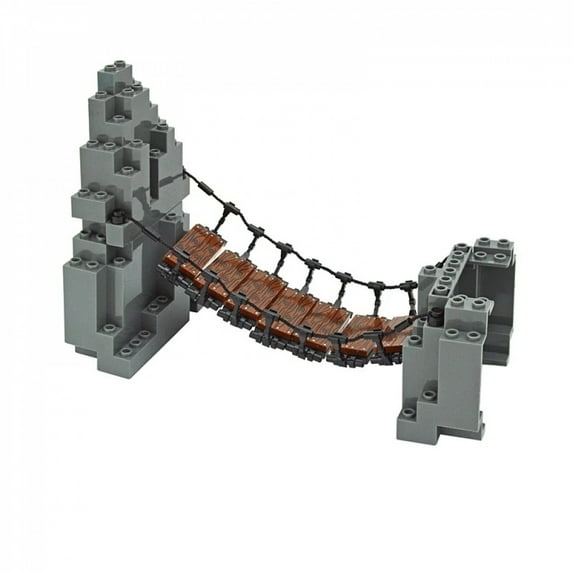 DIY Building Block City Scene Series Suspension Bridge Rockery Cliff ...