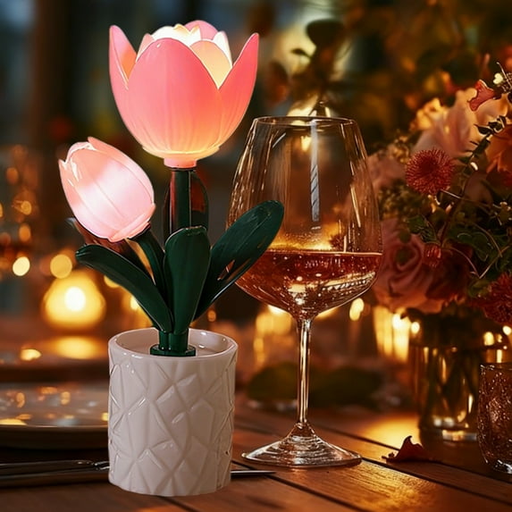 DIY Building Blocks Flower Bouquet Set Rose Tulip Bricks with LED Light ...