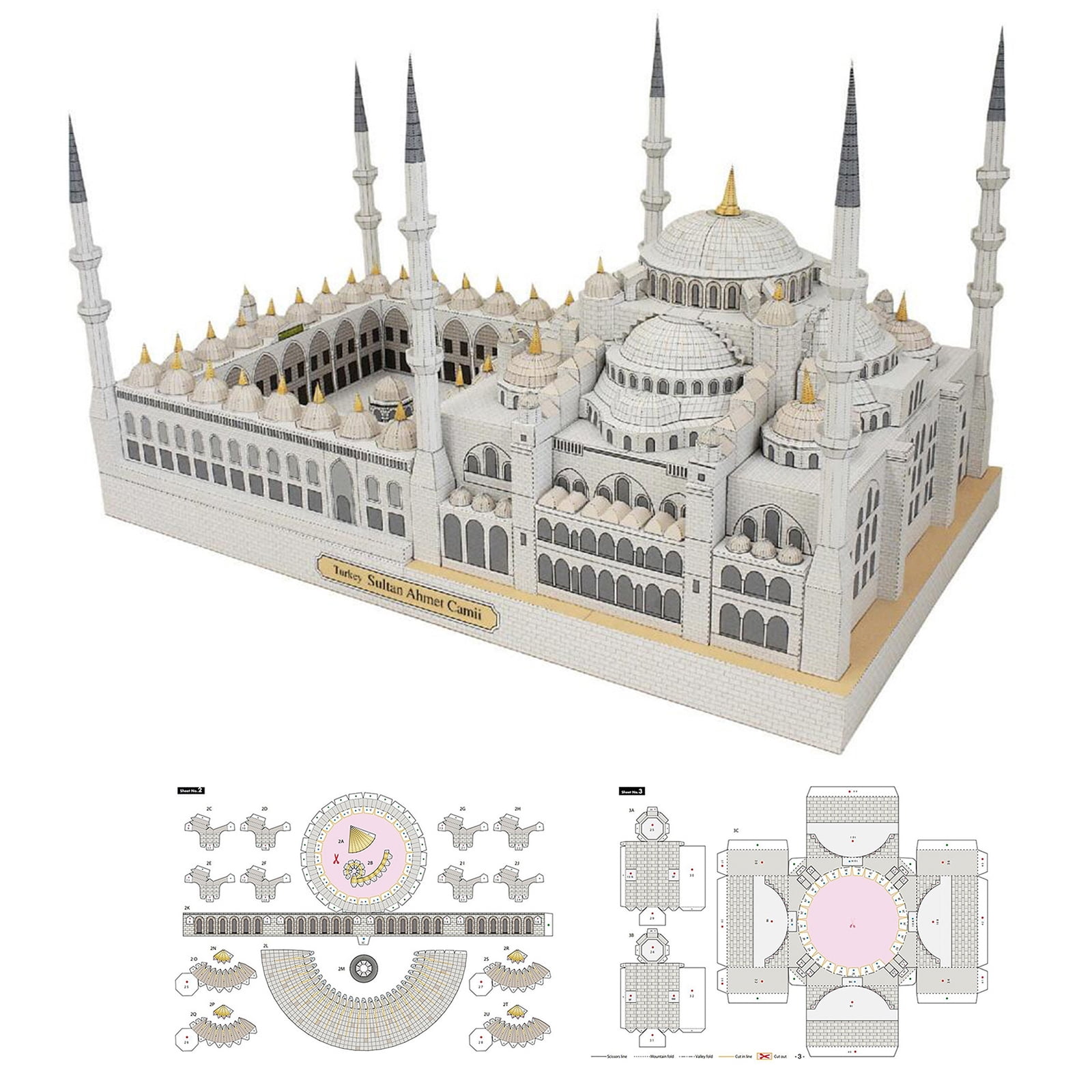 DIY Building Paper Model Kit Blue Mosque Sudan, Accurate Scale Model ...