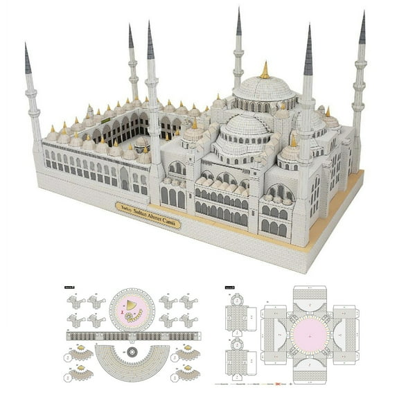 DIY Building Paper Model Kit Blue Mosque Sudan, Accurate Scale Model ...