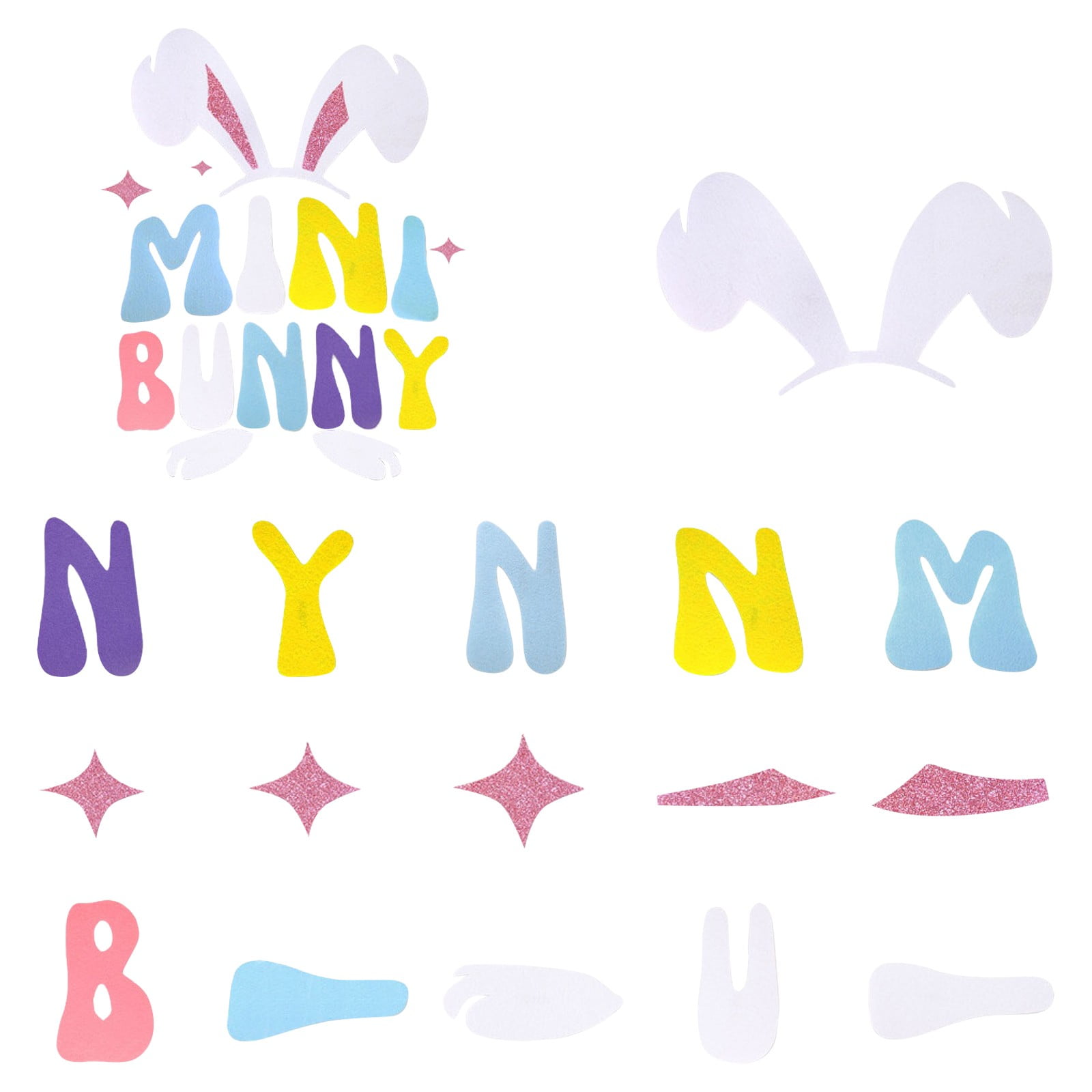 DIY Bunny Face Decoration Kit Glittery Easter Party Supplies for Kids ...