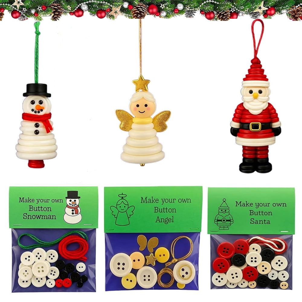 DIY Button Christmas Ornament Kit, Christmas Button Ornament Craft ...