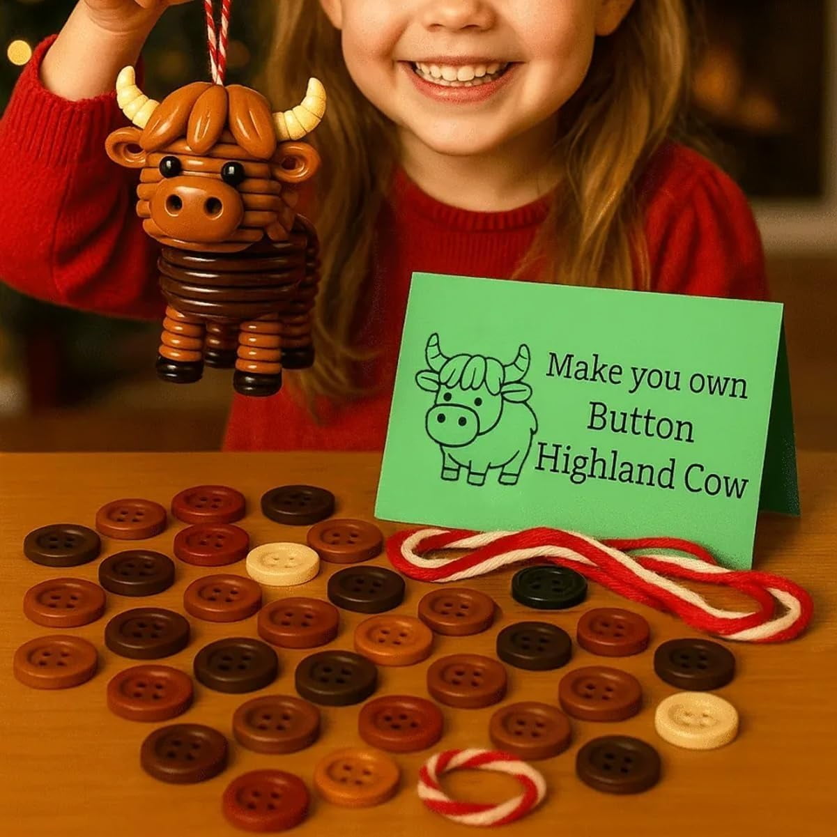DIY Button Highland Cow Craft Kit, Fun Xmas Buttons for Crafts, DIY ...
