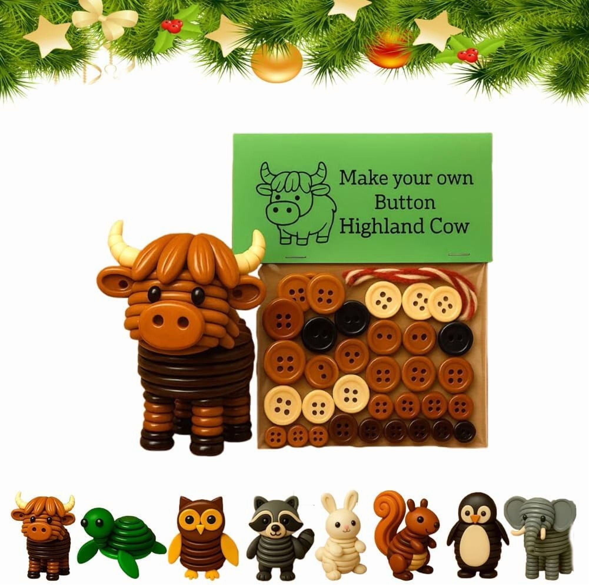DIY Button Highland Cow Craft Kit, Funny Christmas Button Ornament ...