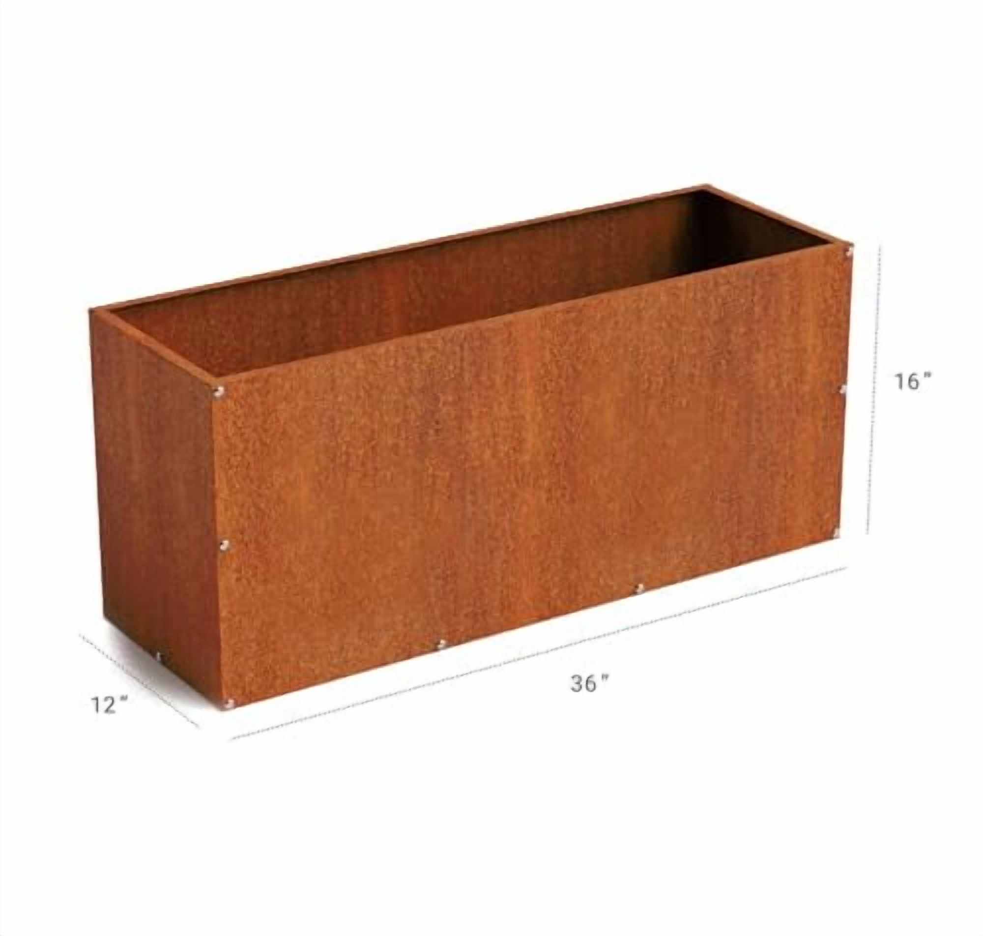 DIY CARTEL Corten Steel Rectangular Outdoor Planter Box, Rustic ...