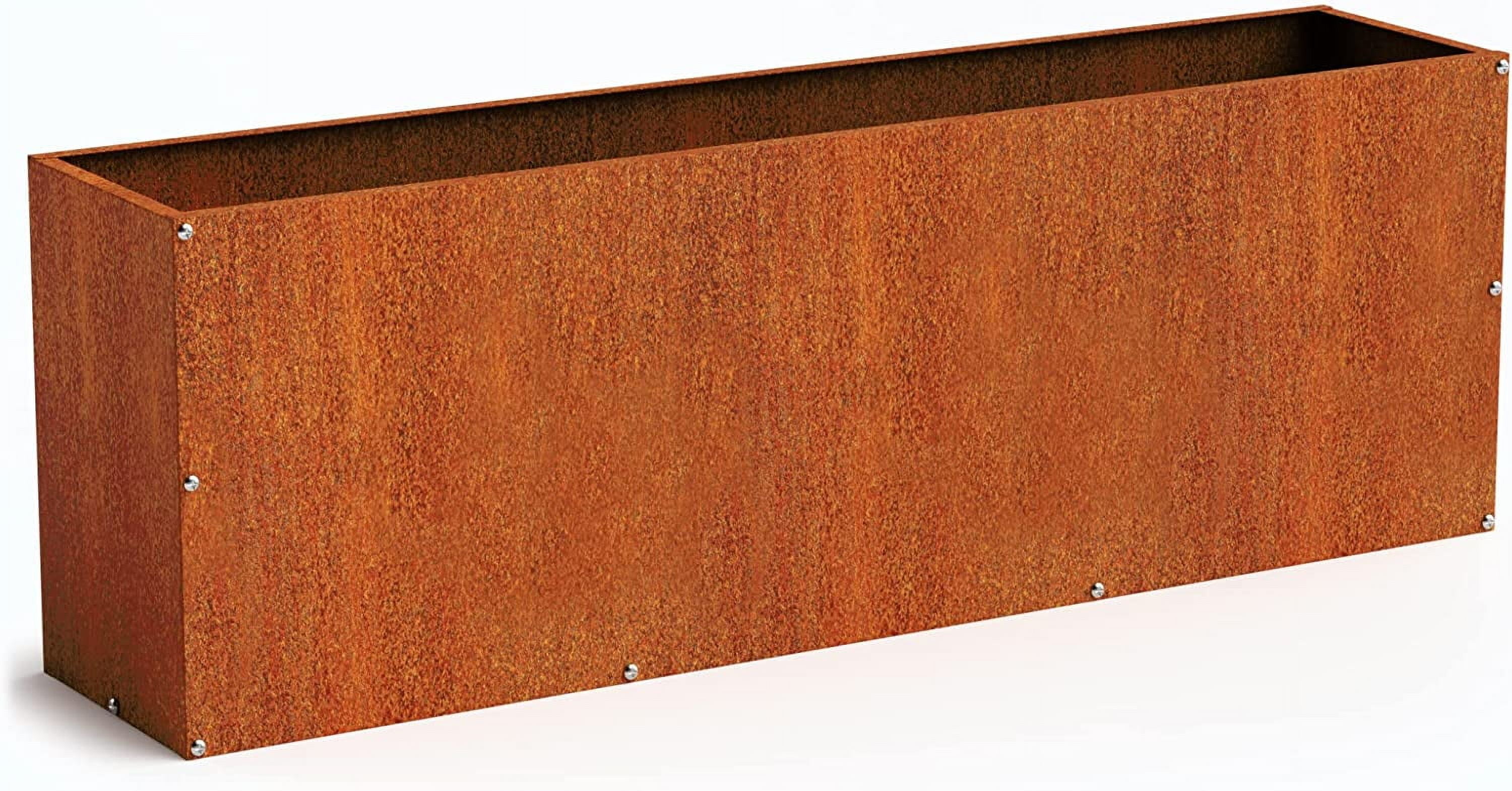 DIY CARTEL Corten Steel Rectangular Outdoor Planter Box, Rustic ...