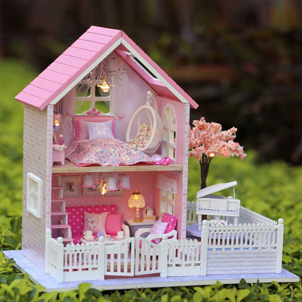 DIY Cabin Hand-assembled Model with Furniture Kids Doll House Children ...