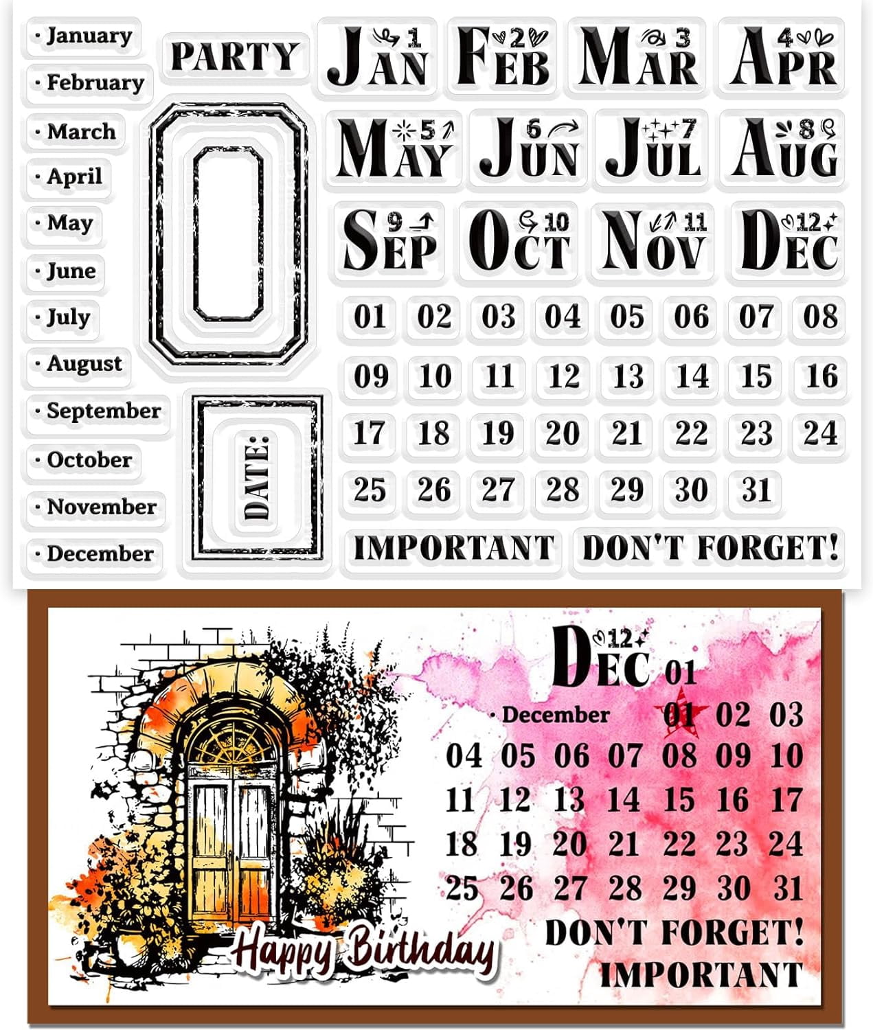 DIY Calendar Clear Stamps for DIY Scrapbooking Date Words Silicone ...