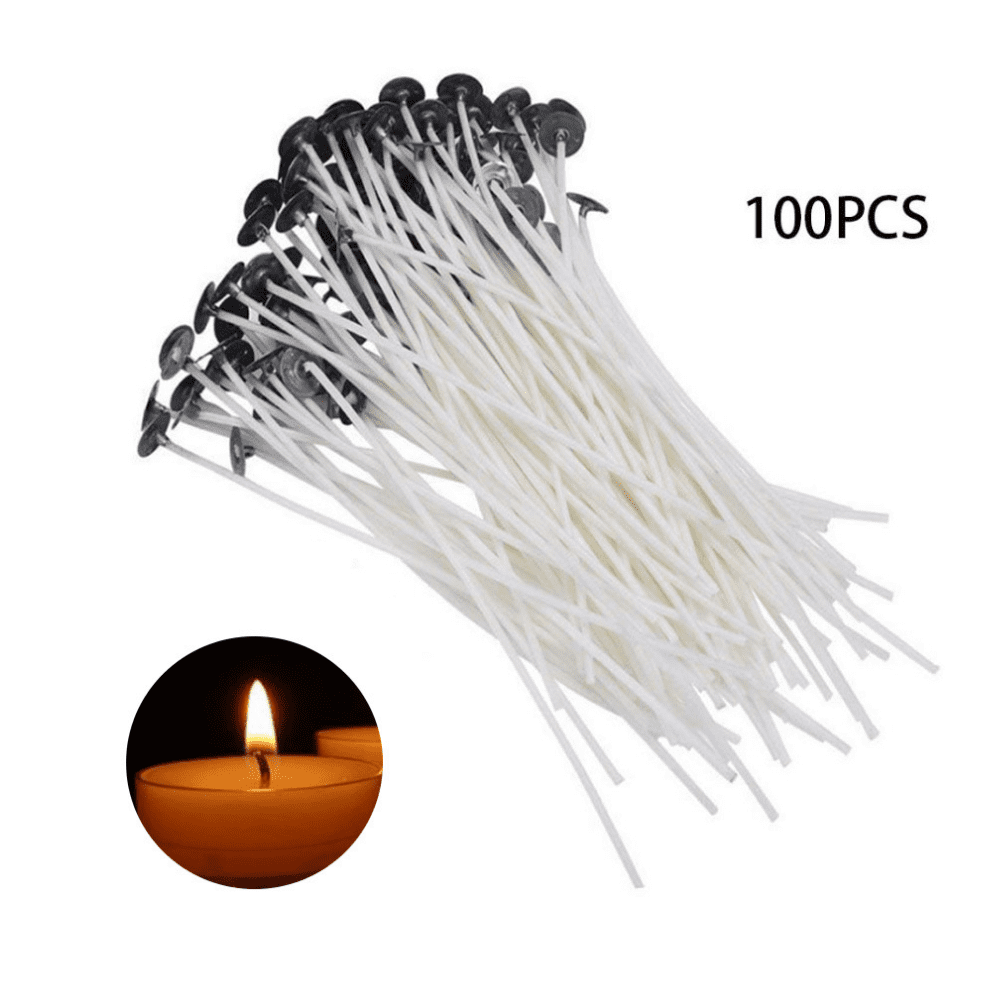 Bulk Set of 100 Natural Cotton DIY Candle Wicks, 6-Inch Pre-Waxed for ...
