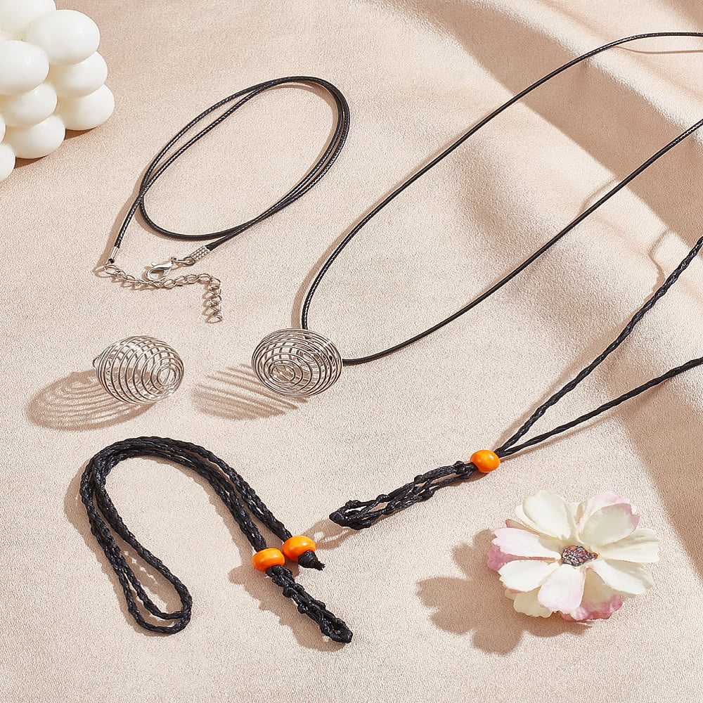 DIY Carbon Steel Spiral Bead Cage Pendants Neckalces Making Kits ...