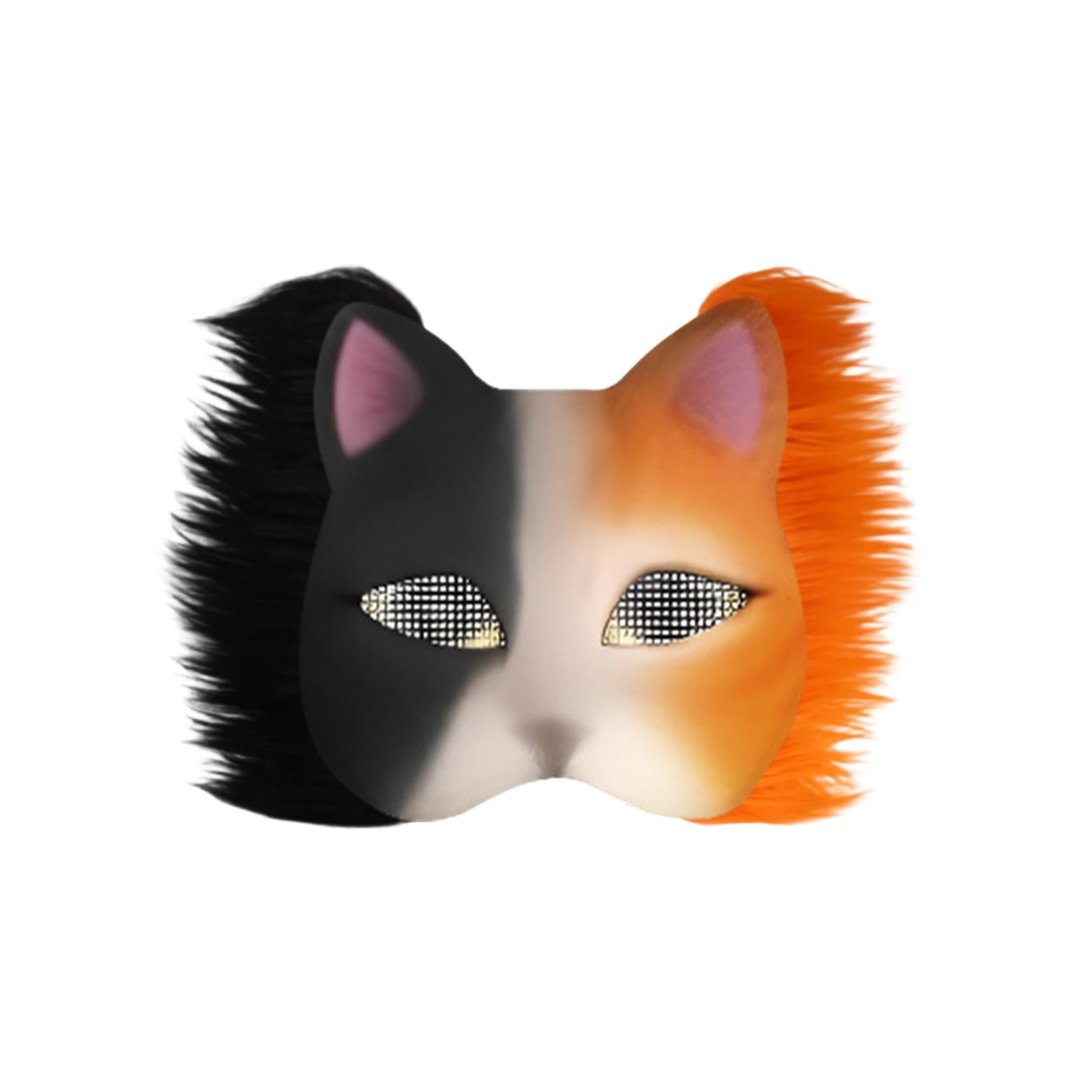DIY Cat Face Mask Craft Kit, Blank Mask with Faux Fur and Mesh Fabric ...