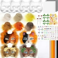 T-HOTLYST Cats Foxes Mask with Furs Eye Meshes Gem Sticker,Therians ...