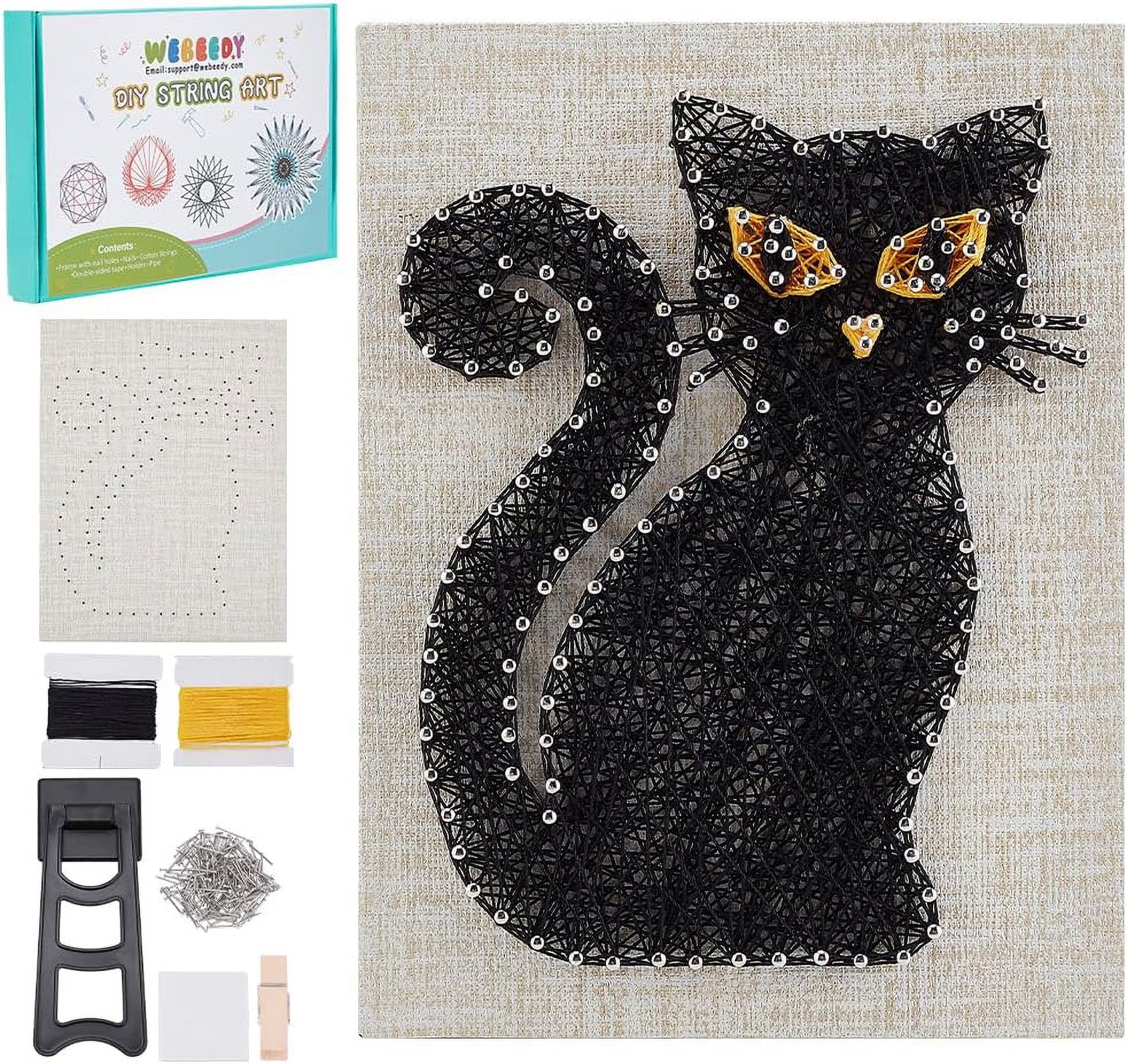 DIY Cat String Art Kit for Beginner 3D Black Cat String Art Crafts Kit ...