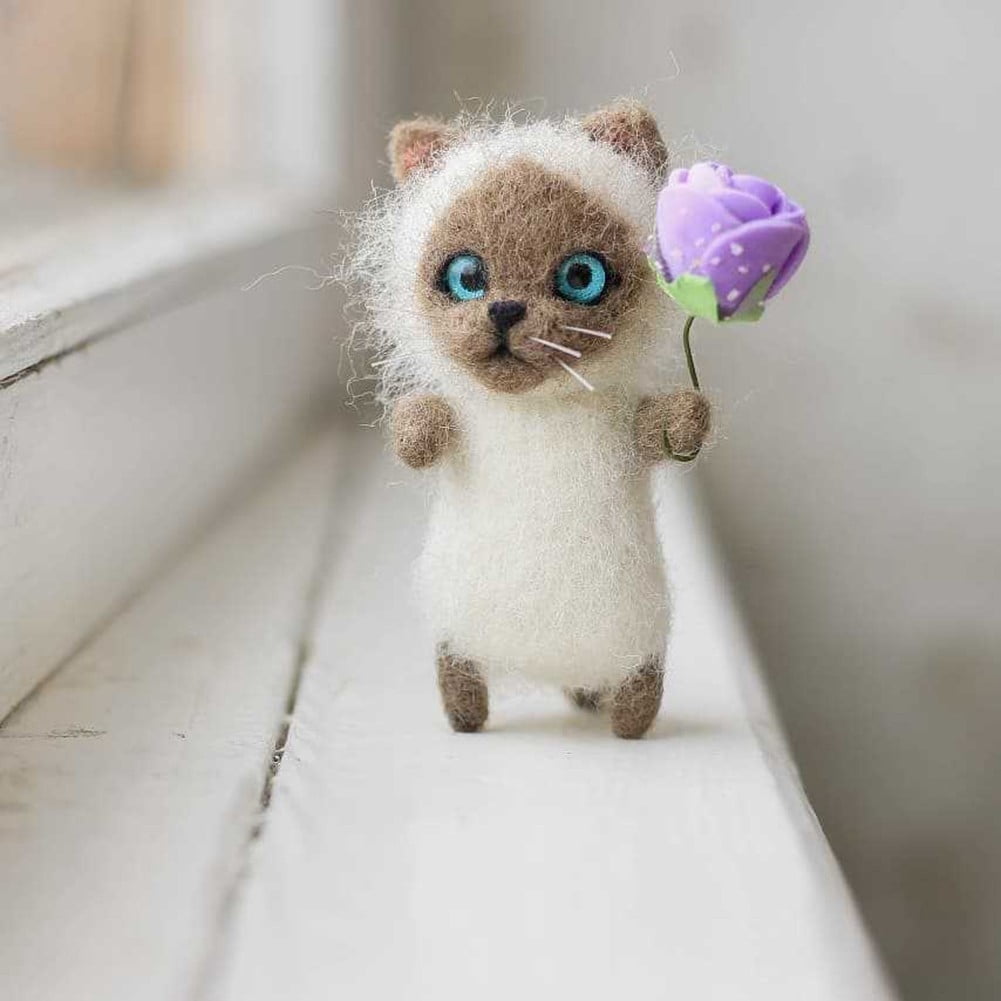 DIY Cat Wool Felt Unfinished Wool Felt Material Package Handmade Needle ...