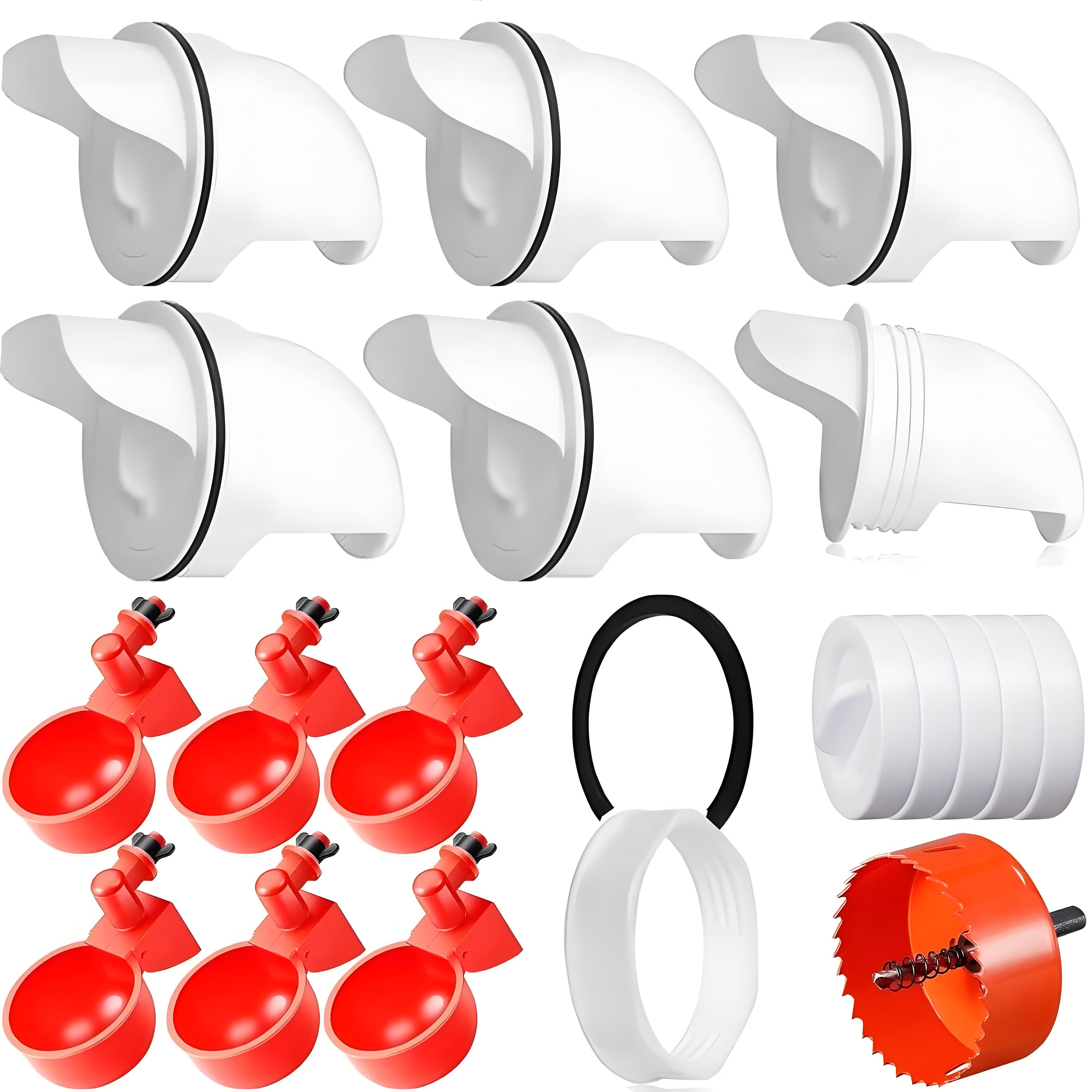 DIY Chicken Feeder Kit - 6 Ports 6 Chicken Water Cups and Hole Saw ...