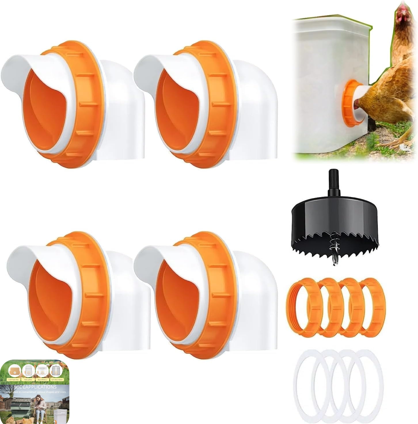 DIY Chicken Feeder No Waste, Rainproof DIY Poultry Feeding Kit with 6 ...