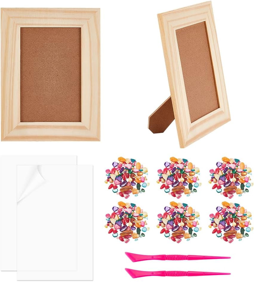 DIY Chips Shell Mosaic Photo Frame Making Kit Including Natural Wood ...