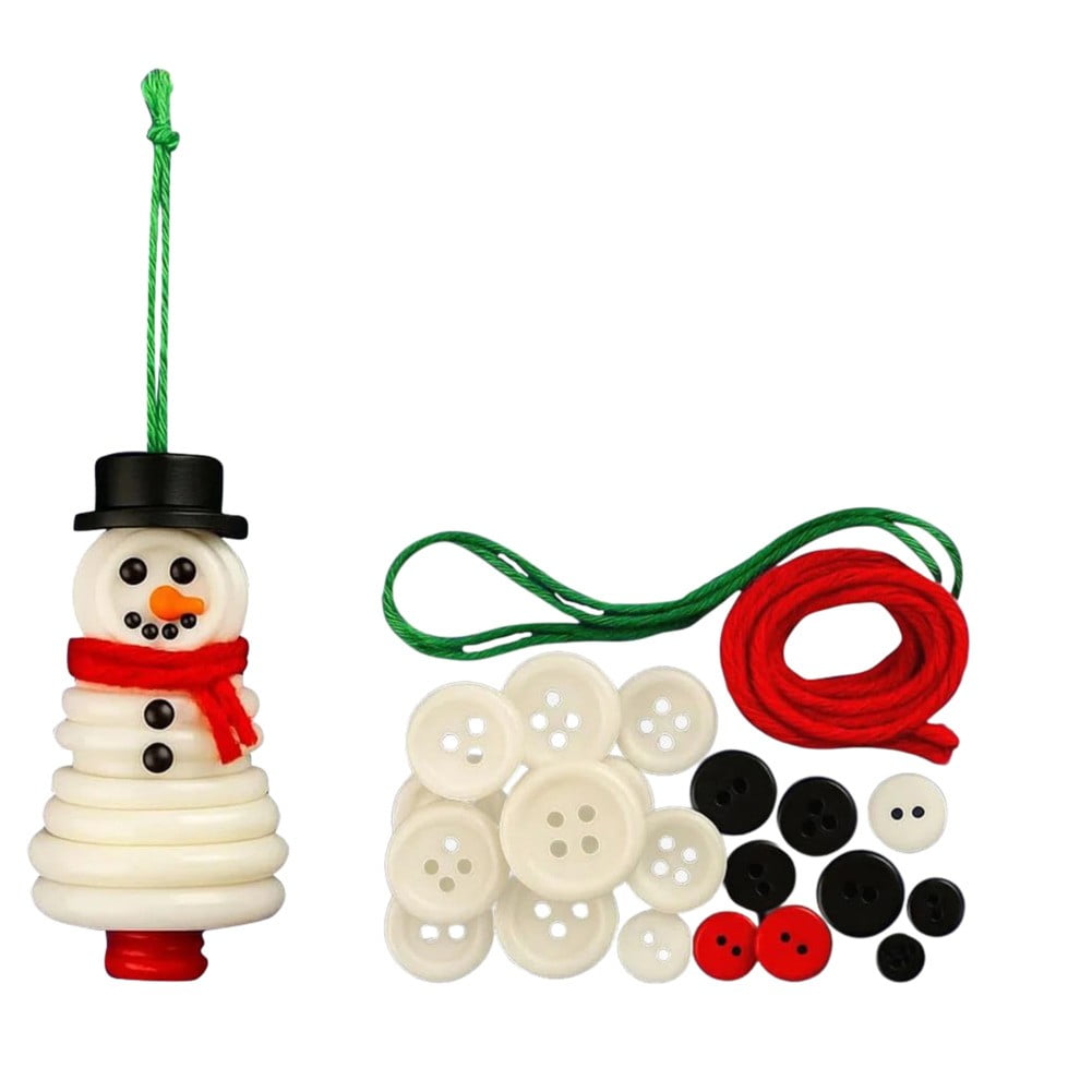 DIY Christmas Button Ornament Kit,Complete Craft Set with Snowman, Tree ...