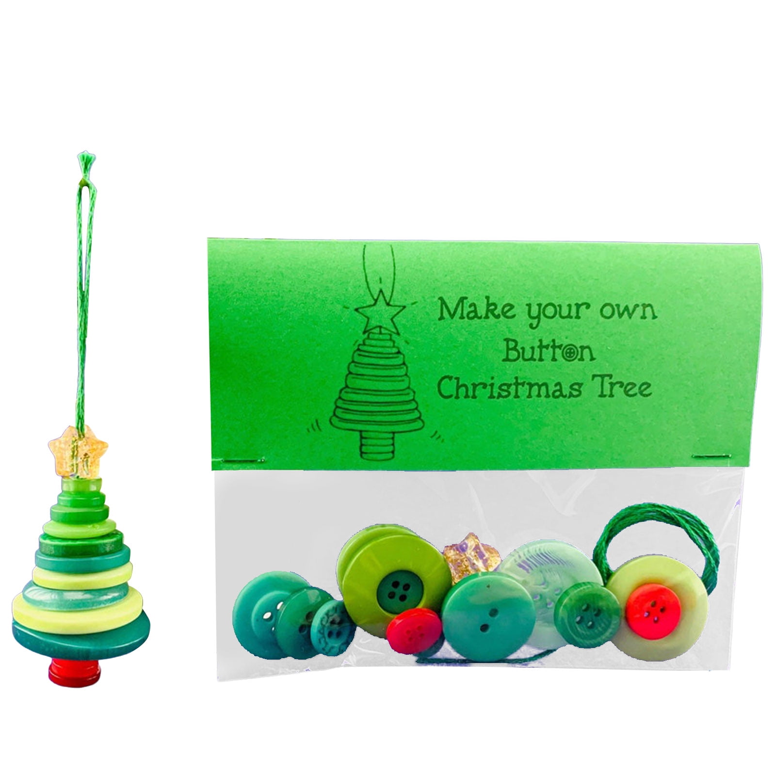 DIY Christmas Button Ornament Kit: Craft Hanging Decor for Xmas Tree ...