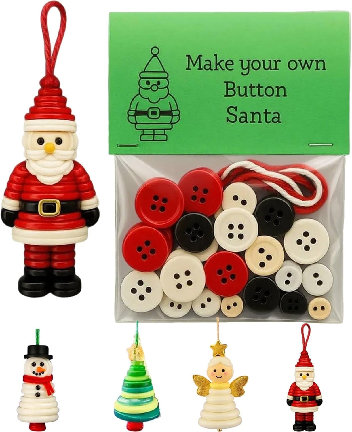 DIY Christmas Button Ornament Making Set DIY Craft Buttons Kit with ...