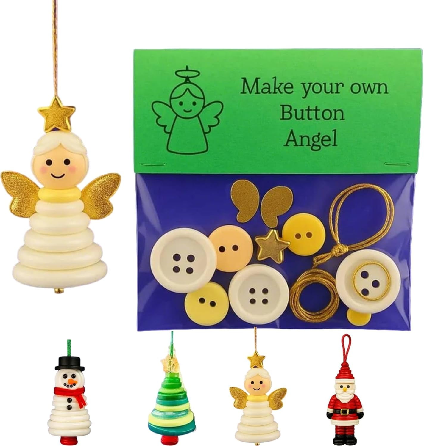 DIY Christmas Button Ornament Making Set–Fun Holiday Decorations for ...
