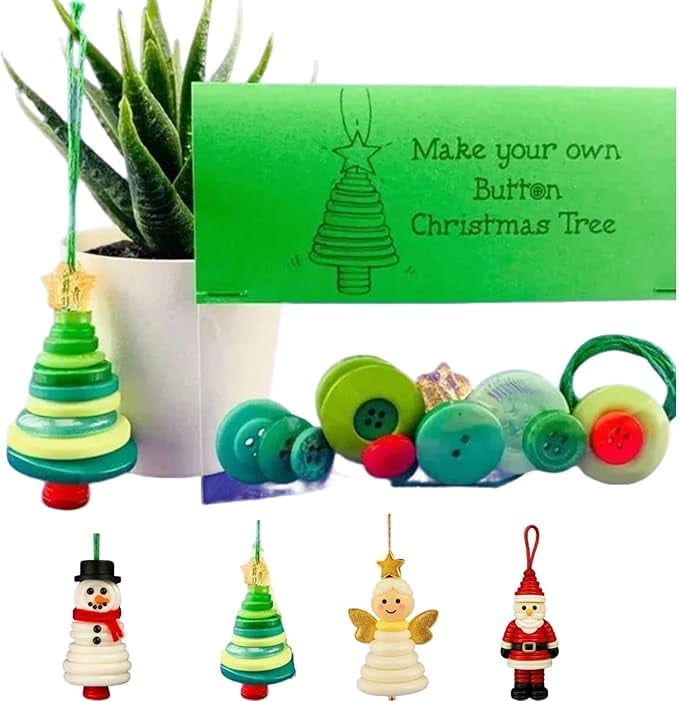 DIY Christmas Button Ornament Making Set–Fun Holiday Decorations for ...