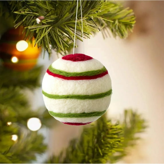 DIY Christmas Ornaments Kit, 2.75 Inch Wool Ball Crafts with Snowflake ...