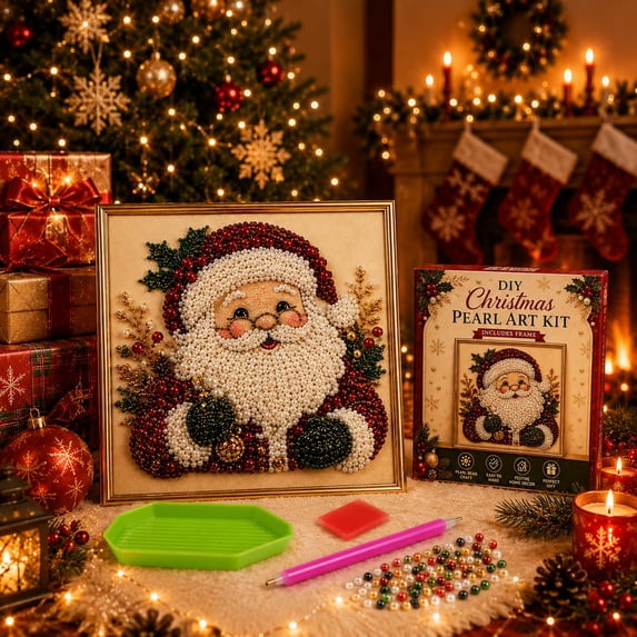 DIY Christmas Pearl Diamond Painting Art Kit with Frame, Christmas ...