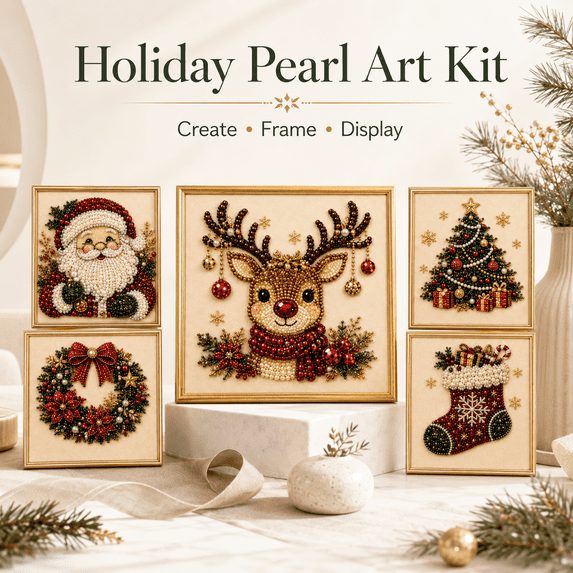 DIY Christmas Pearl Diamond Painting Art Kit with Frame, Pearl Art Kits ...