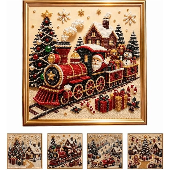 DIY Christmas Pearl Diamond Painting Art Kit with Frame, Christmas ...
