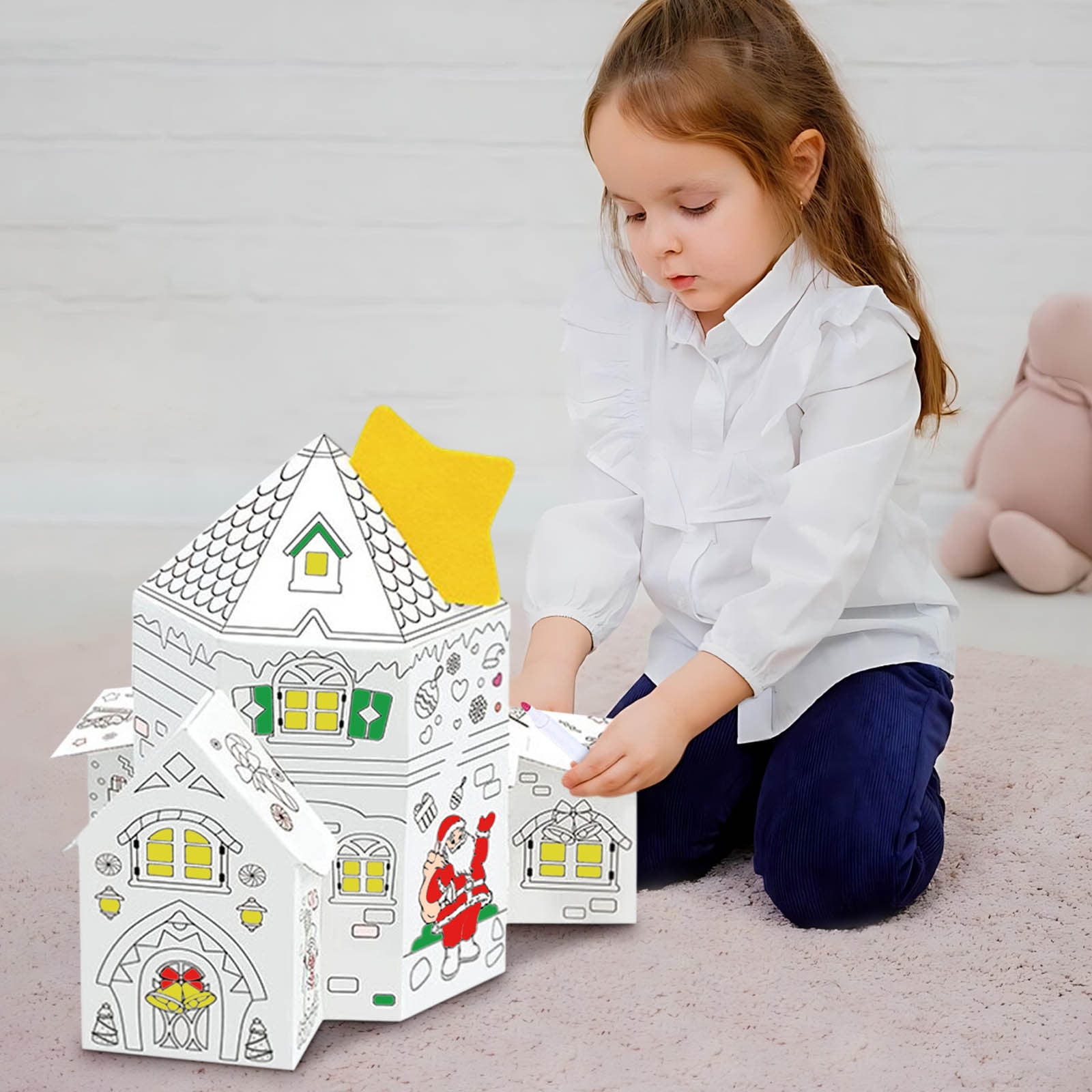 DIY Christmas Playhouse Easily Foldable For Storage Kids Coloring House ...